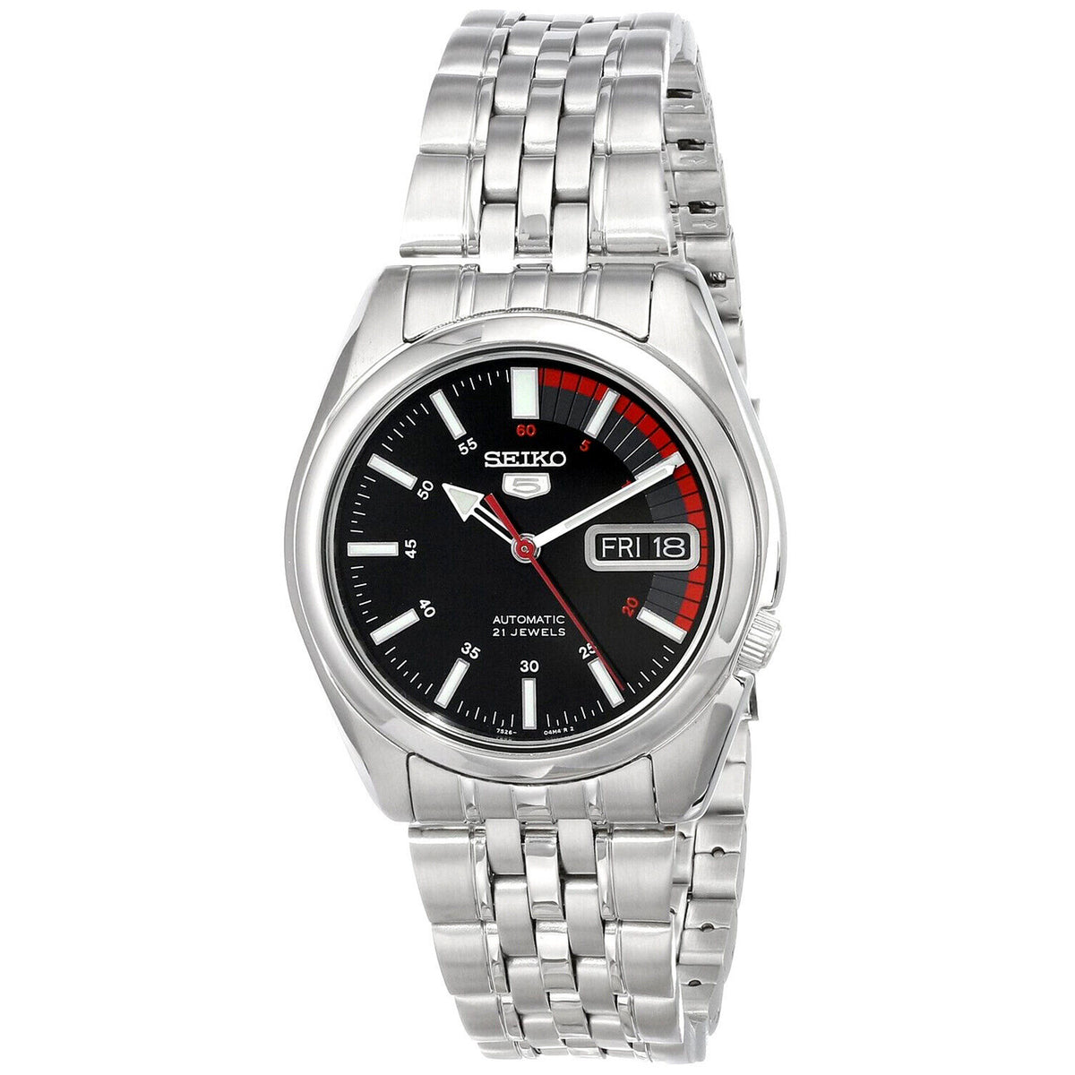 Seiko Men's Series 5 Black Dial Watch - SNK375K1 — Accuratime